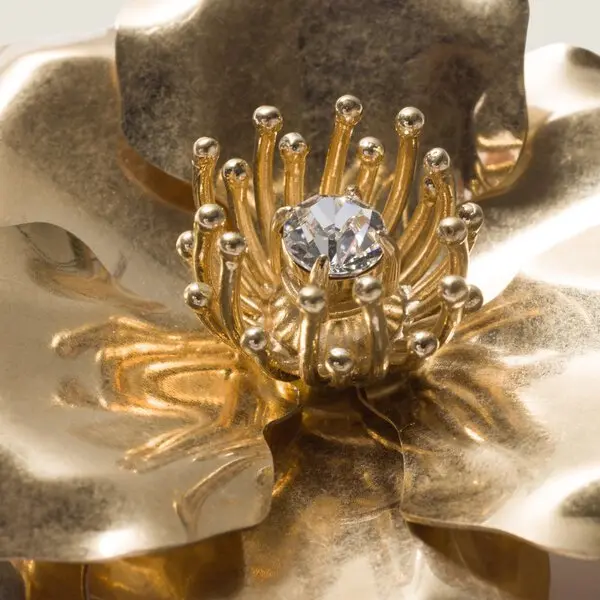Miu Miu Floral Brooch With Crystal Embellishment