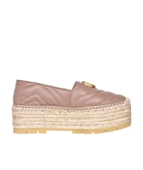 Gucci Gg Straw Platform Espadrilles