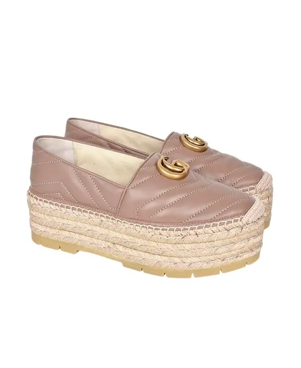 Gucci Gg Straw Platform Espadrilles