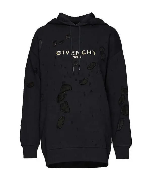 Givenchy Distressed Logo-print Cotton Hoodie