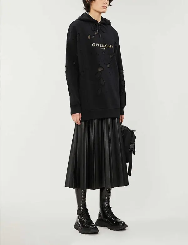 Givenchy Distressed Logo-print Cotton Hoodie
