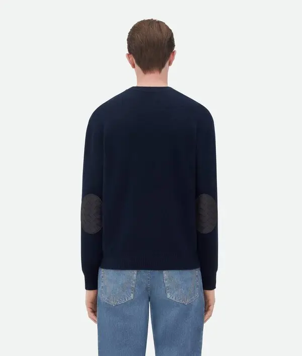 Bottega Veneta Intrecciato Leather Patch Jumper - Black