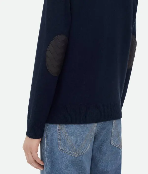 Bottega Veneta Intrecciato Leather Patch Jumper - Black