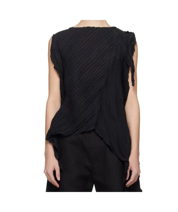 Issey Miyake Wrinkled And Twisted Warp Knit Top