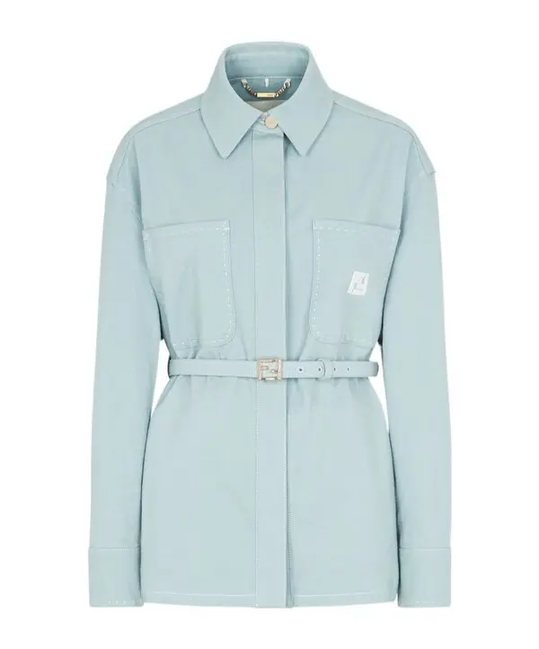 Fendi Belted Collared Jacket - Blue
