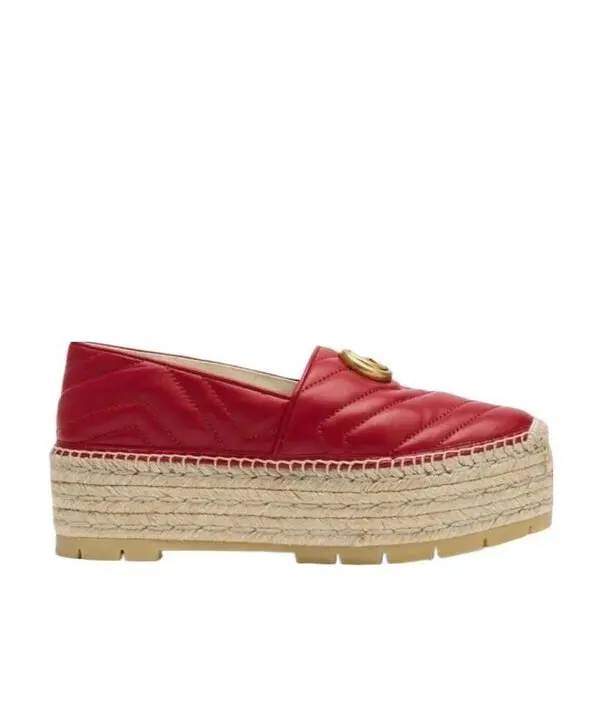Gucci Gg Straw Platform Espadrilles