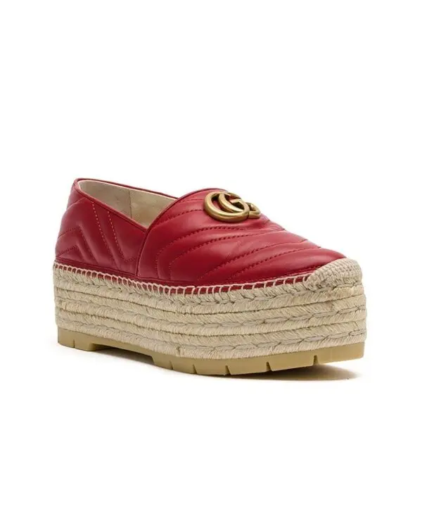Gucci Gg Straw Platform Espadrilles