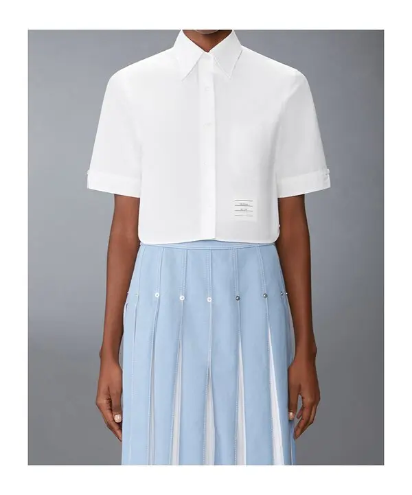 Thom Browne Cropped Shirt With Lapel And Pocket