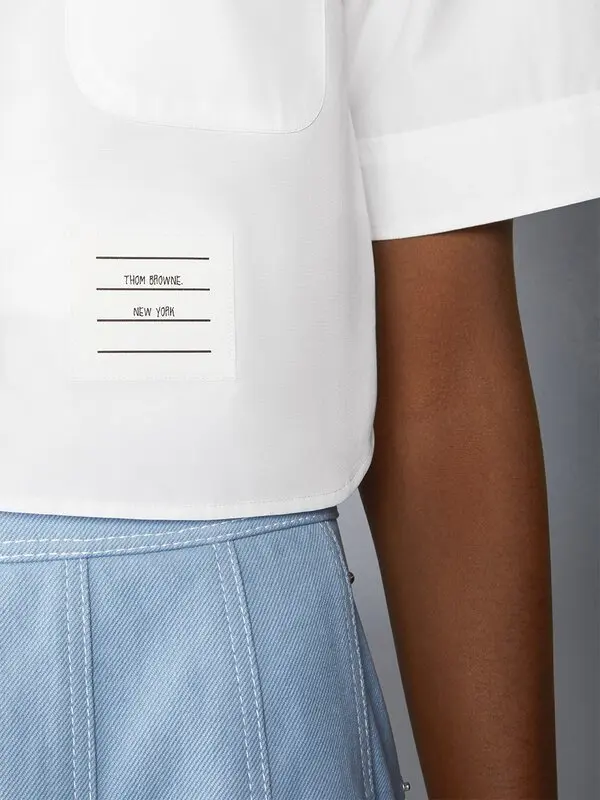 Thom Browne Cropped Shirt With Lapel And Pocket