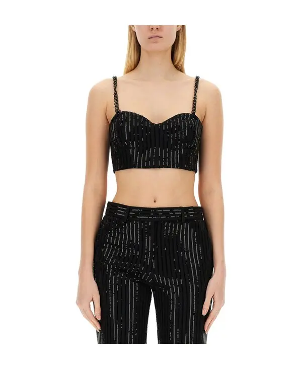 Michael Kors Crepe Pinstripe Cropped Vest