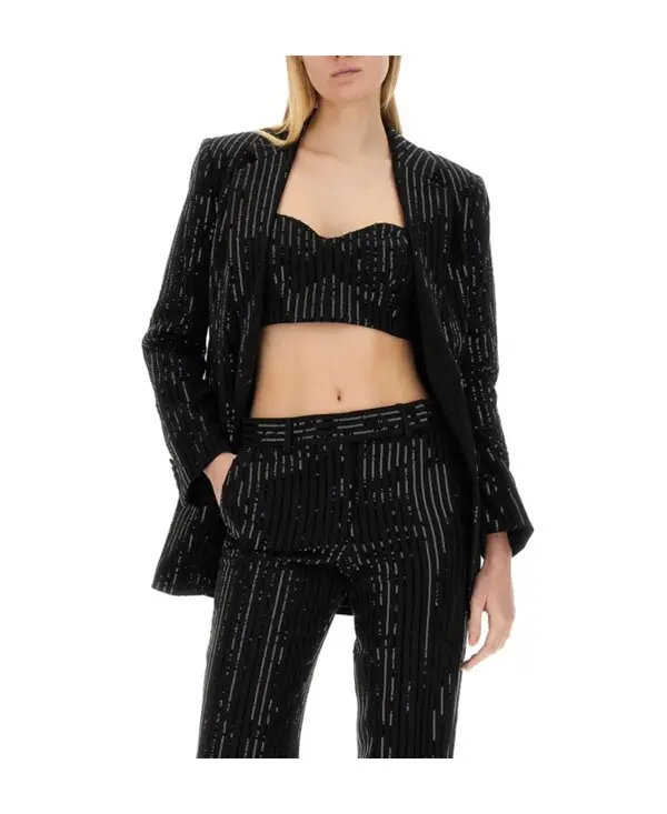 Michael Kors Crepe Pinstripe Cropped Vest
