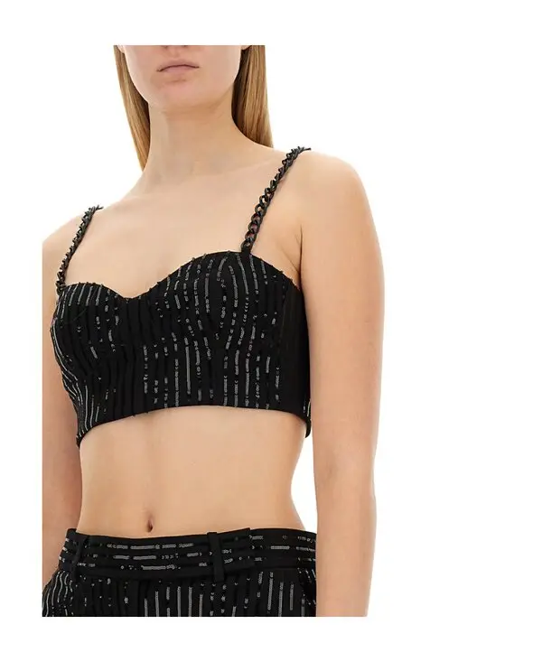 Michael Kors Crepe Pinstripe Cropped Vest