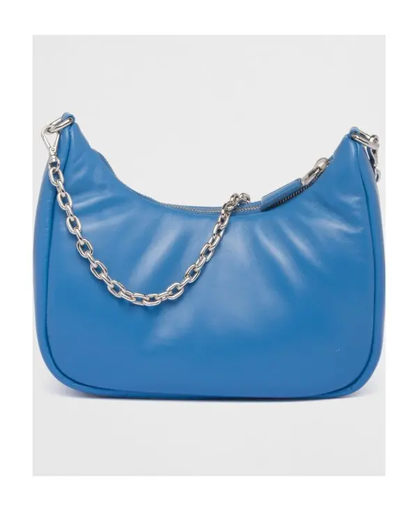 Prada Logo Plaque Chain Shoulder Bag - Light Blue