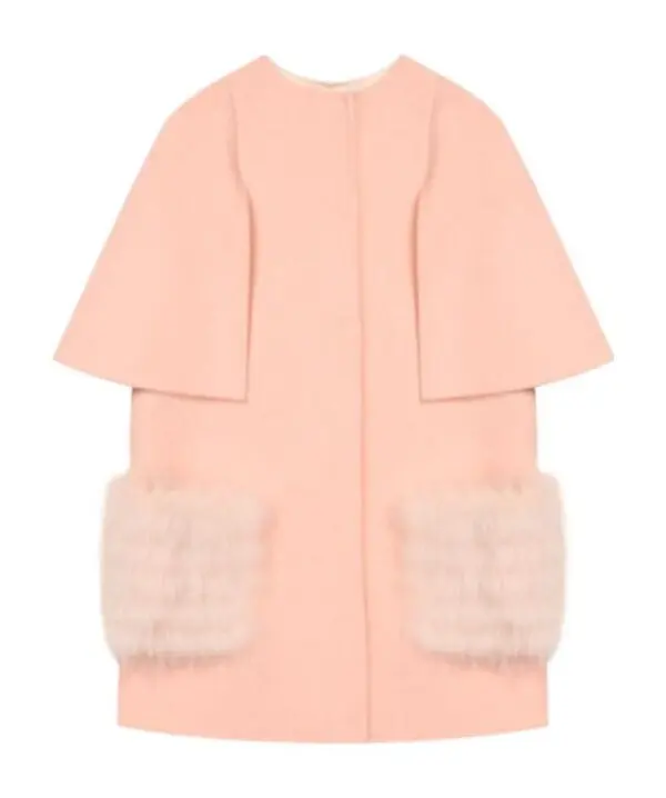Fendi Short Sleeves Round Neck Coat With Fur Pockets