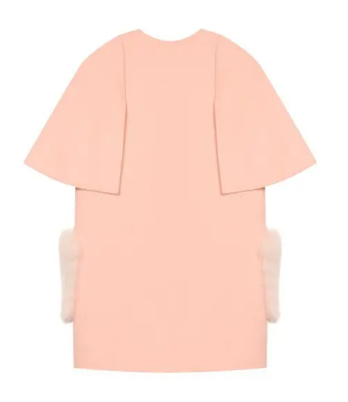 Fendi Short Sleeves Round Neck Coat With Fur Pockets