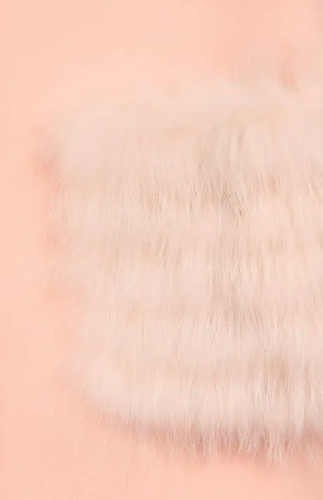 Fendi Short Sleeves Round Neck Coat With Fur Pockets