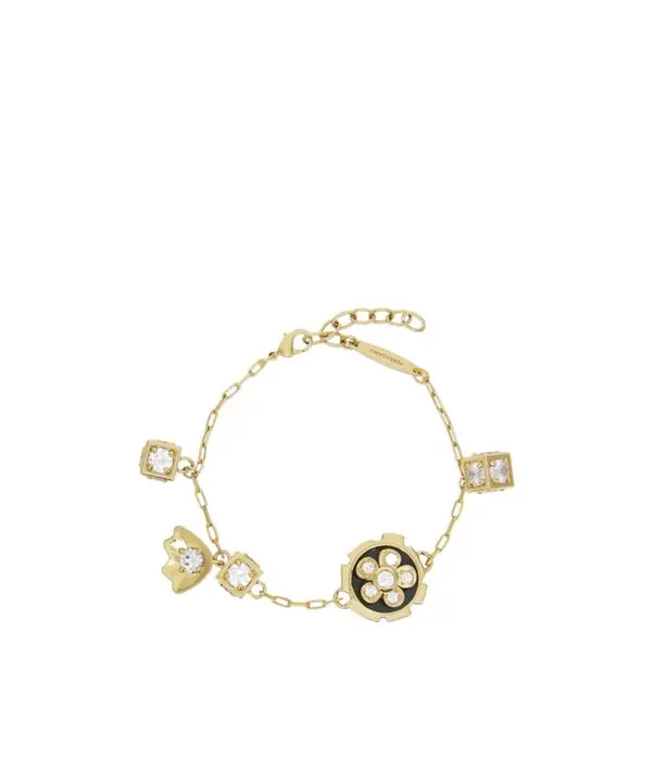 FERRAGAMO Crystal Charm Chain Bracelet - Gold