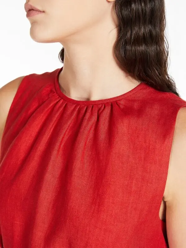 Max Mara Sleeveless Fringed Linen Blouse