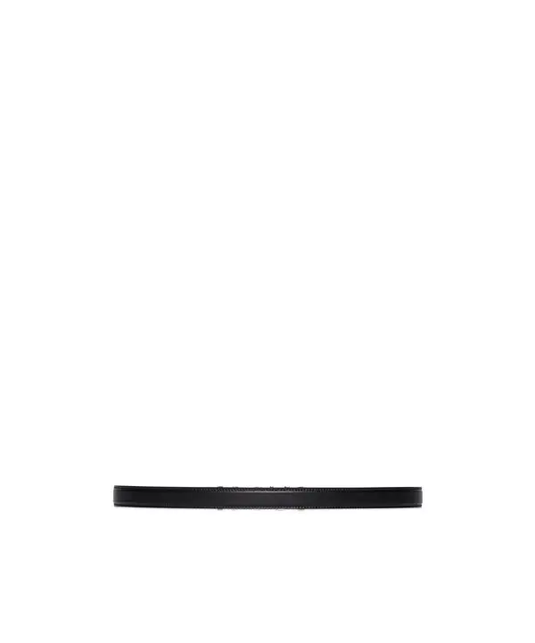 Gucci Logo Lettering Plaque Buckle Skinny Belt