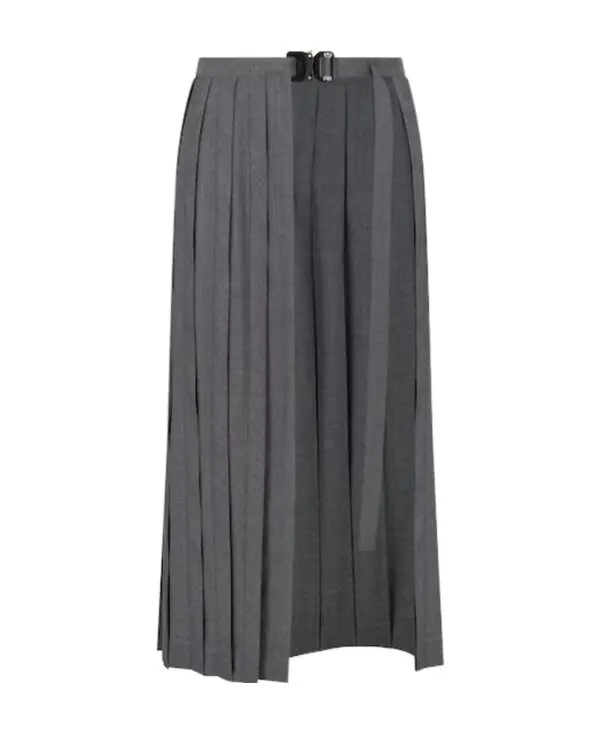 Dior Belted Pleated Skirt - Gray