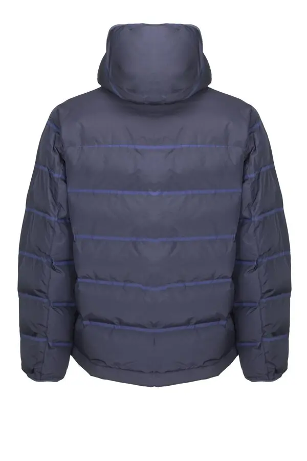 Zegna Striped Padded Down Jacket With Hood - Gray