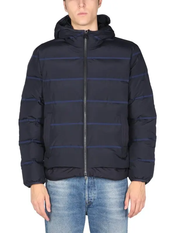 Zegna Striped Padded Down Jacket With Hood