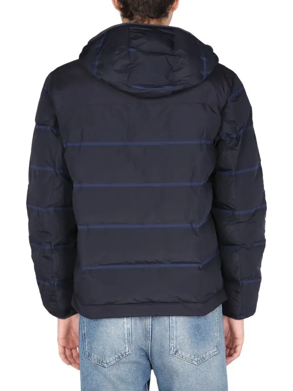 Zegna Striped Padded Down Jacket With Hood