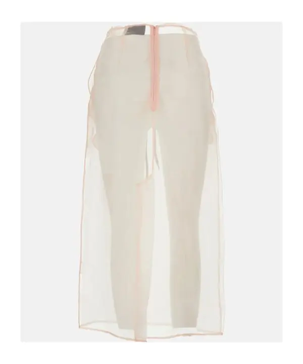 Simone Rocha Transparent Midi Skirt With Drawstring And Frayed Hem - White