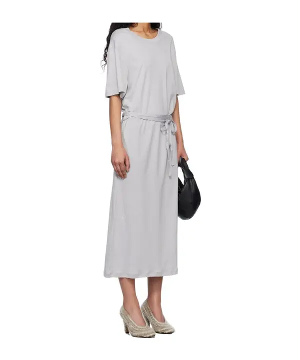 LEMAIRE Belted Crewneck T-shirt Dress - White