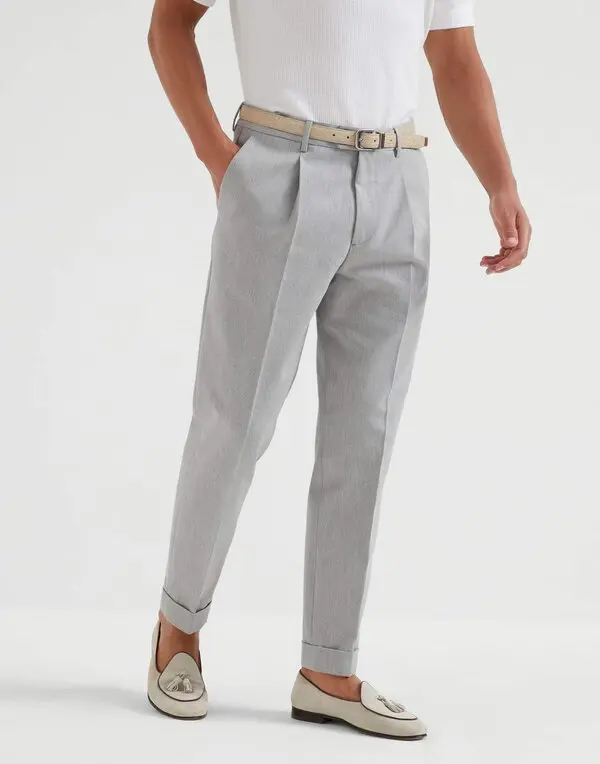 Brunello Cucinelli Pressed Crease Tapered Leg Trousers