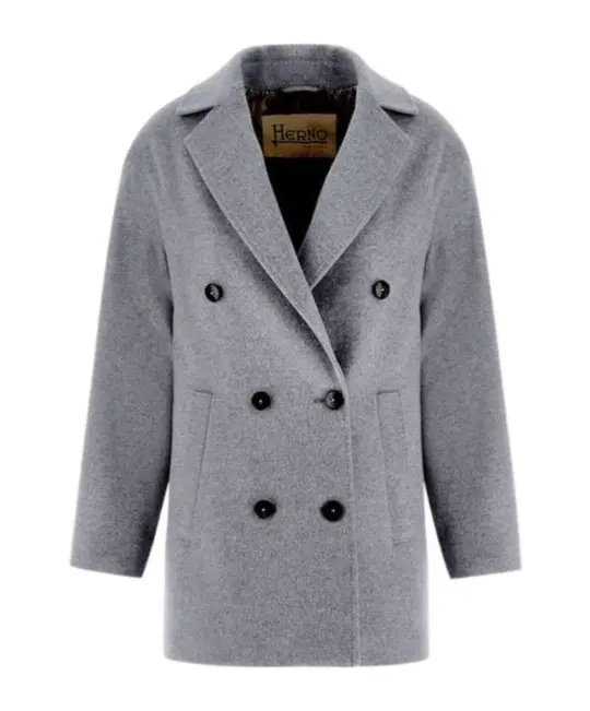 Herno Double-breasted Coat With Notched Lapel And Quilted Lining
