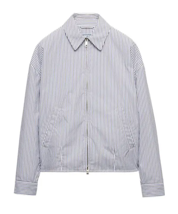 Prada Striped Poplin Blouson Jacket - White/blue