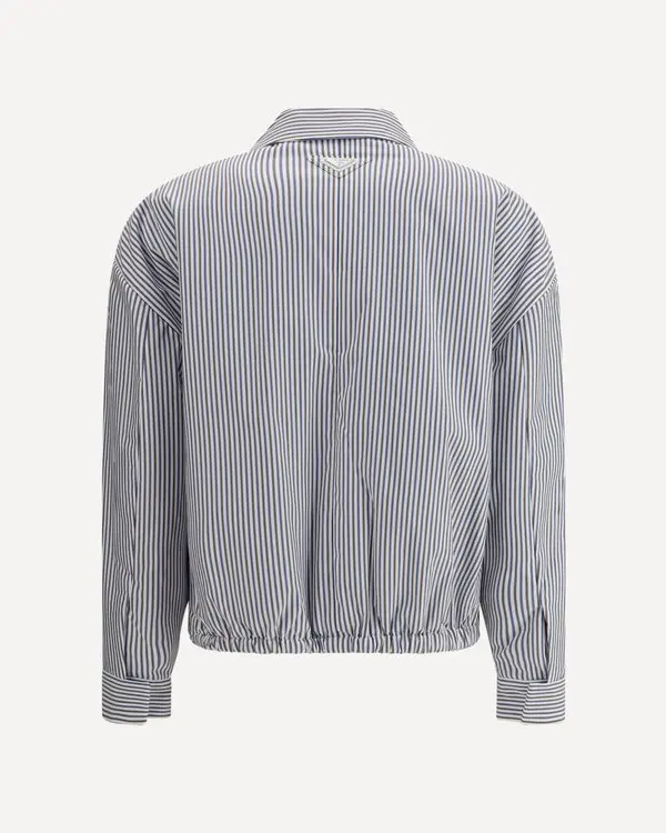 Prada Striped Poplin Blouson Jacket - White/blue