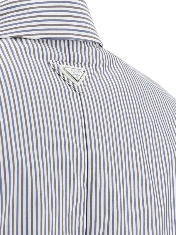 Prada Striped Poplin Blouson Jacket - White/blue