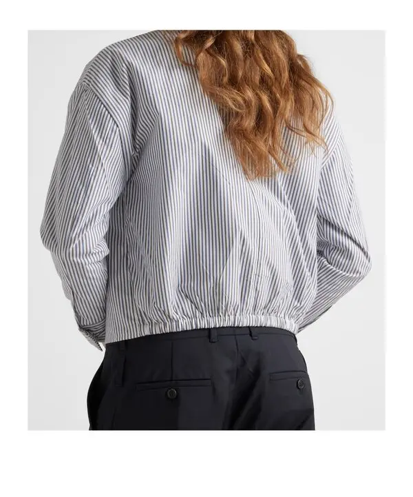 Prada Striped Poplin Blouson Jacket - White/blue