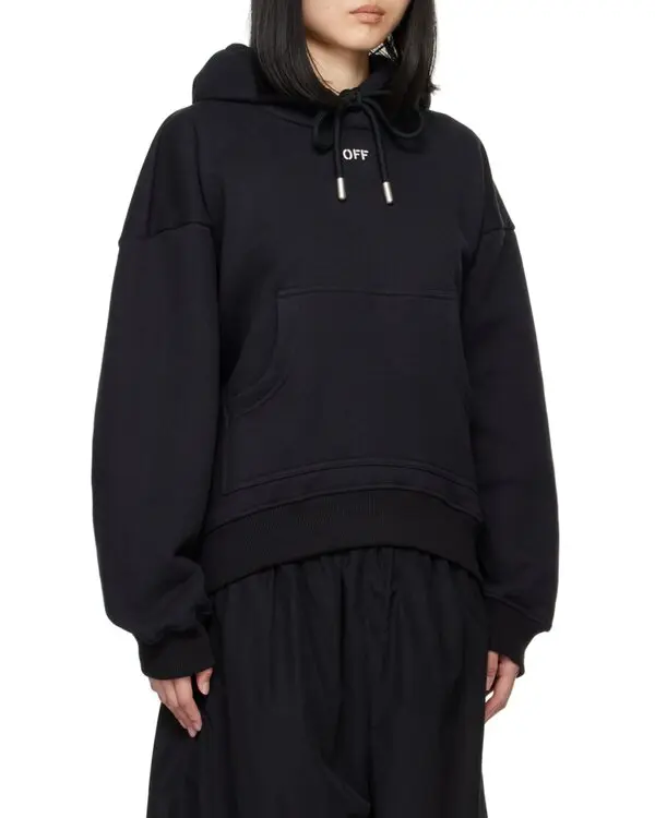 Off-White Drawstring Long-sleeved Hoodie - Black