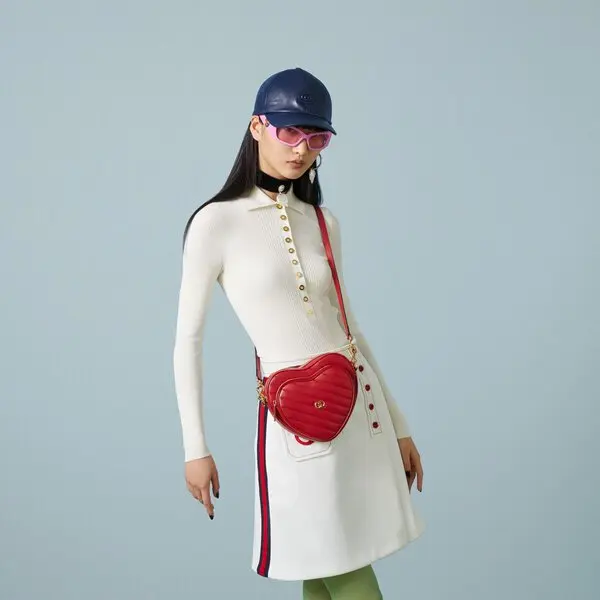 Gucci Heart Shaped Shoulder Bag - Red