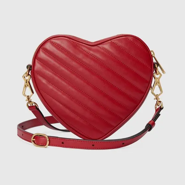 Gucci Heart Shaped Shoulder Bag - Red
