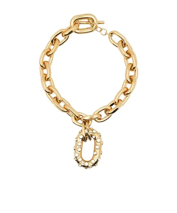 Rabanne Embellished Chained T-bar Necklace - Gold