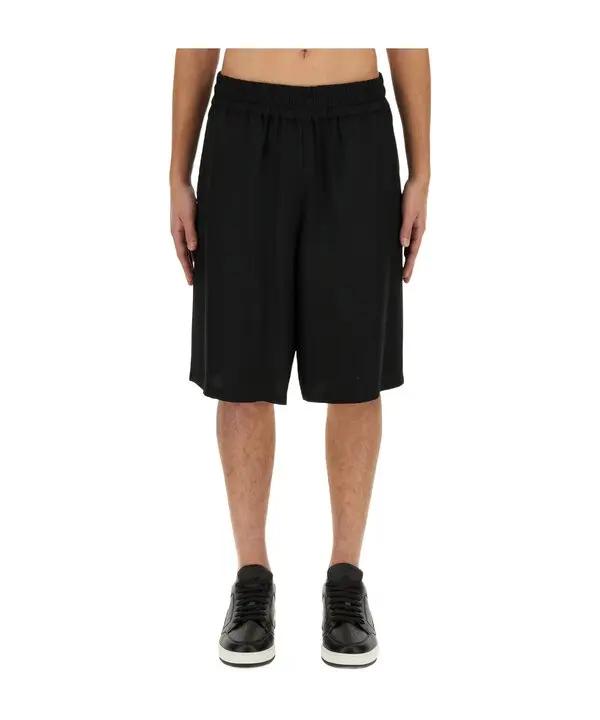 Moschino Patch Wide-leg Crepe Shorts - Black