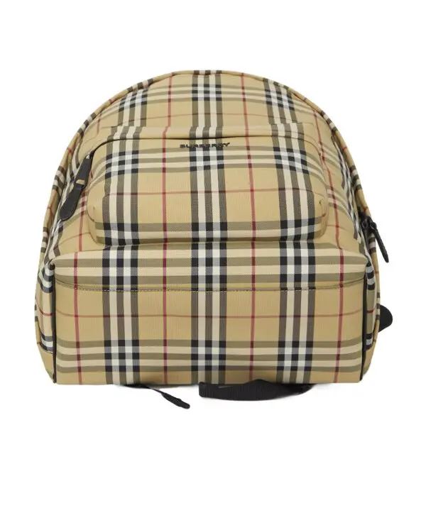 Burberry Check Pattern Zipped Backpack - Nude