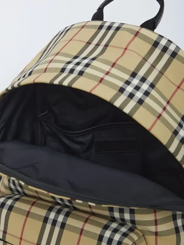 Burberry Check Pattern Zipped Backpack - Nude