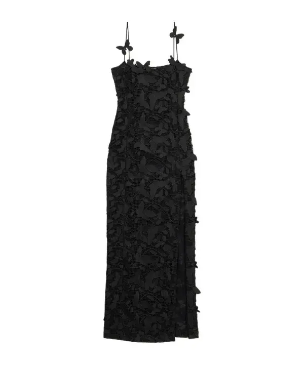 Blumarine Spaghetti Strap Butterfly Embellished Gown