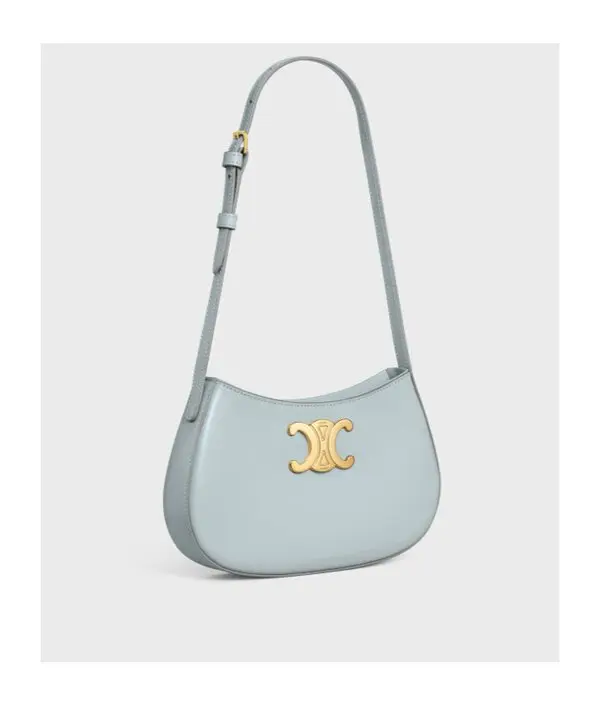 Celine Medium Tilly Bag In Shiny Calfskin - Ice Blue