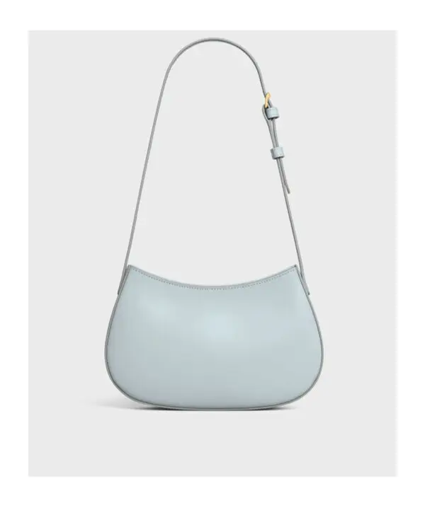 Celine Medium Tilly Bag In Shiny Calfskin - Ice-blue