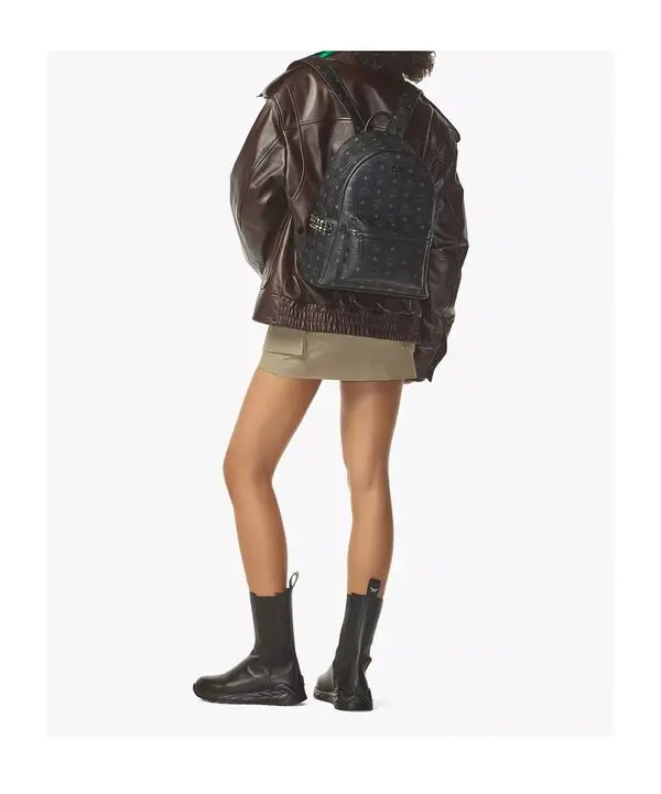 Mcm Stark Studded Monogram Backpack