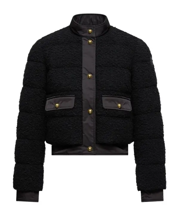 Moncler Blandy Wool Blend Bouclé Short Down Jacket - Black