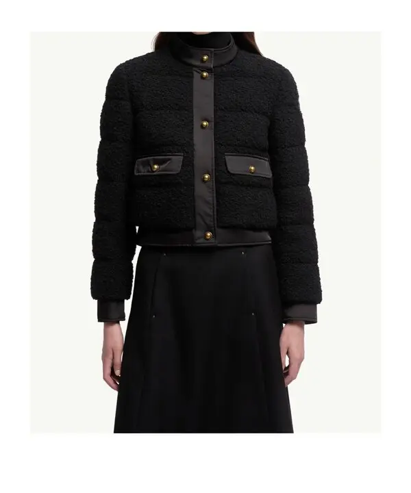 Moncler Blandy Wool Blend Bouclé Short Down Jacket - Black