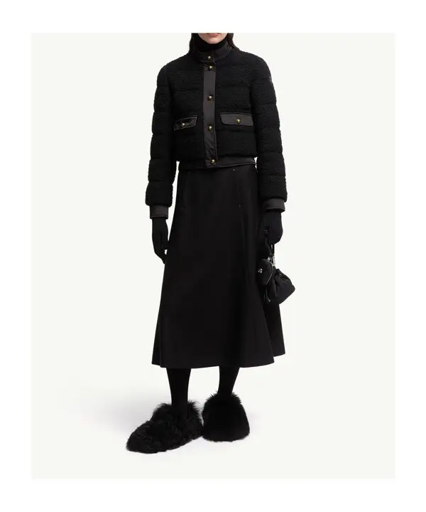 Moncler Blandy Wool Blend Bouclé Short Down Jacket - Black