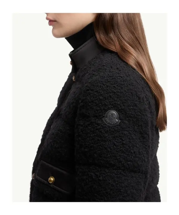 Moncler Blandy Wool Blend Bouclé Short Down Jacket - Black